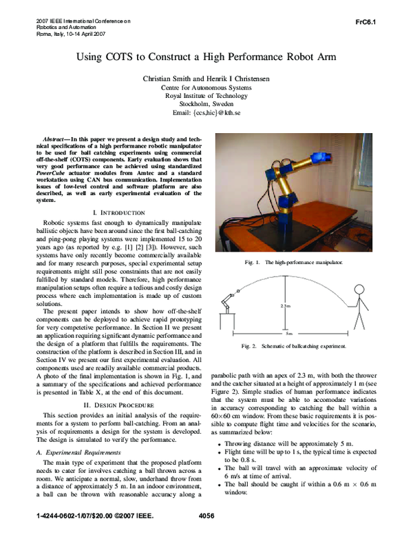 (PDF) Using COTS to Construct a High Performance Robot Arm