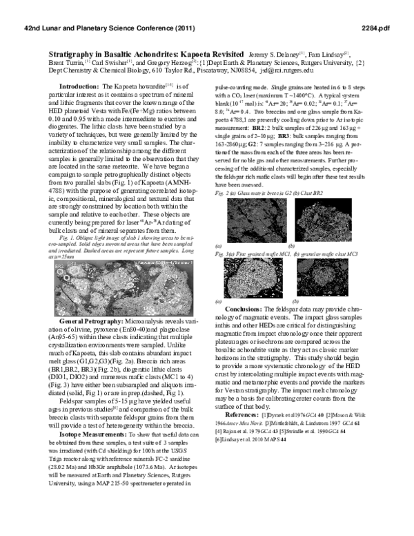 (PDF) Stratigraphy in Basaltic Achondrites: Kapoeta Revisited