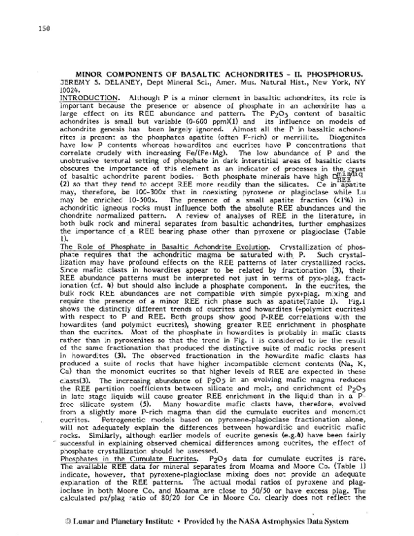 (PDF) Minor Components of Basaltic Achondrites - II. Phosphorus