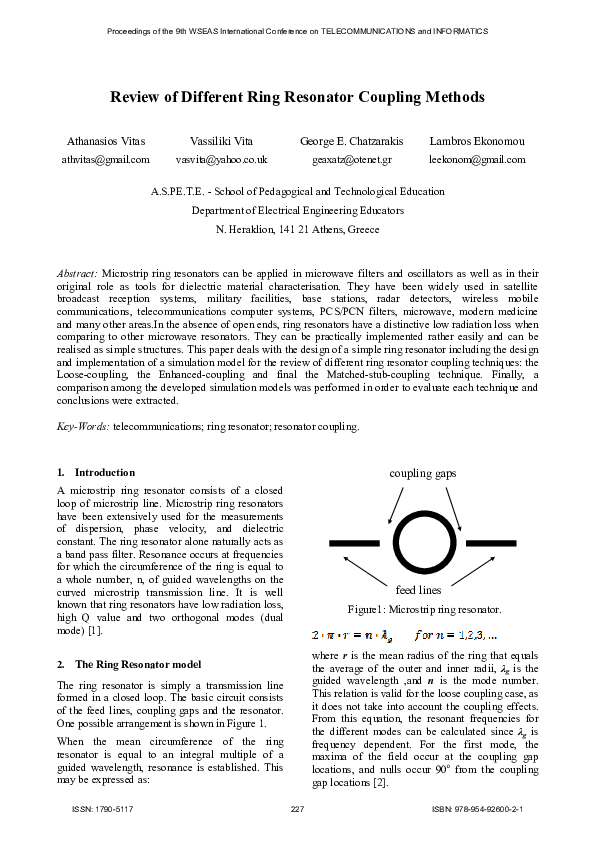 (PDF) Review of different ring resonator coupling methods