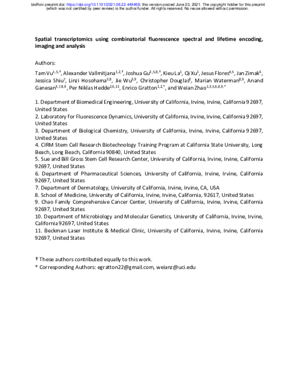 Pdf Spatial Transcriptomics Using Combinatorial Fluorescence Spectral