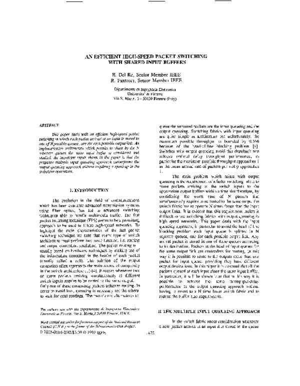 Pdf An Efficient High Speed Packet Switching With Shared Input Buffers