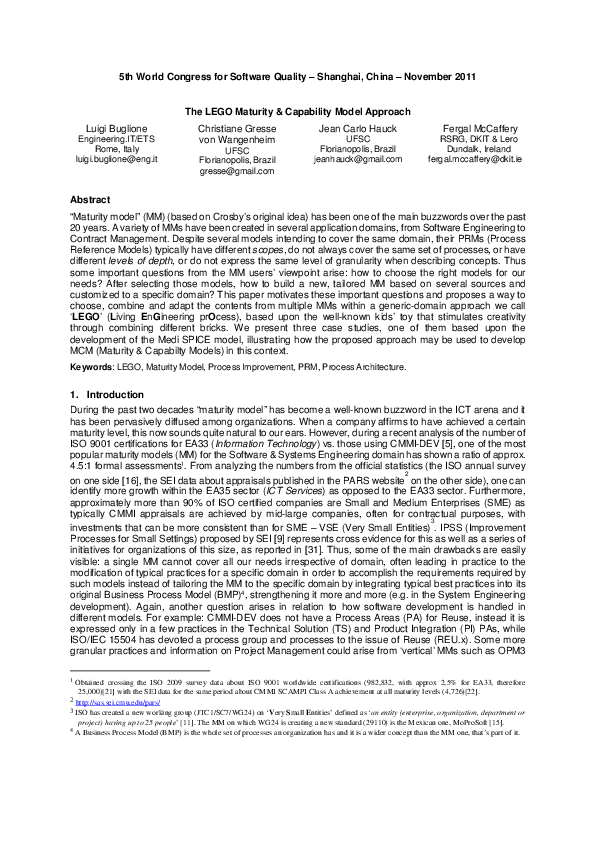 (PDF) The LEGO Maturity & Capability Model Approach