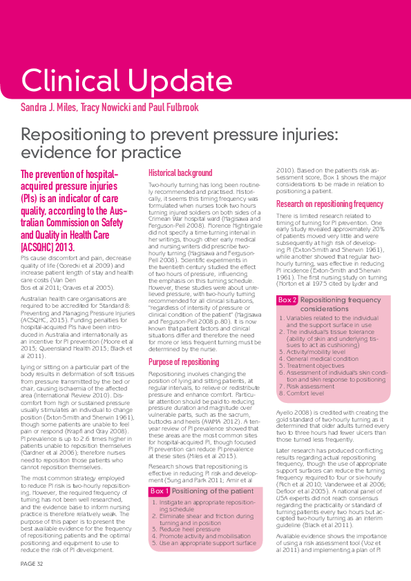 (PDF) Repositioning to prevent pressure injuries: Evidence for practice