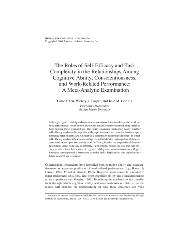 (PDF) The roles of self-efficacy and task complexity in the relationships among cognitive ...