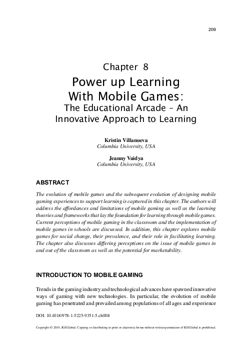 (PDF) Power up Learning With Mobile Games