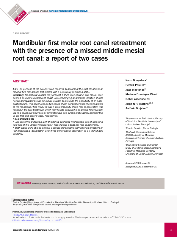 (PDF) Mandibular first molar root canal retreatment with the presence ...