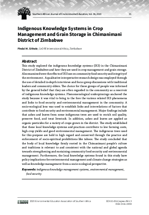 (PDF) Indigenous Knowledge Systems in Crop Management and Grain Storage ...