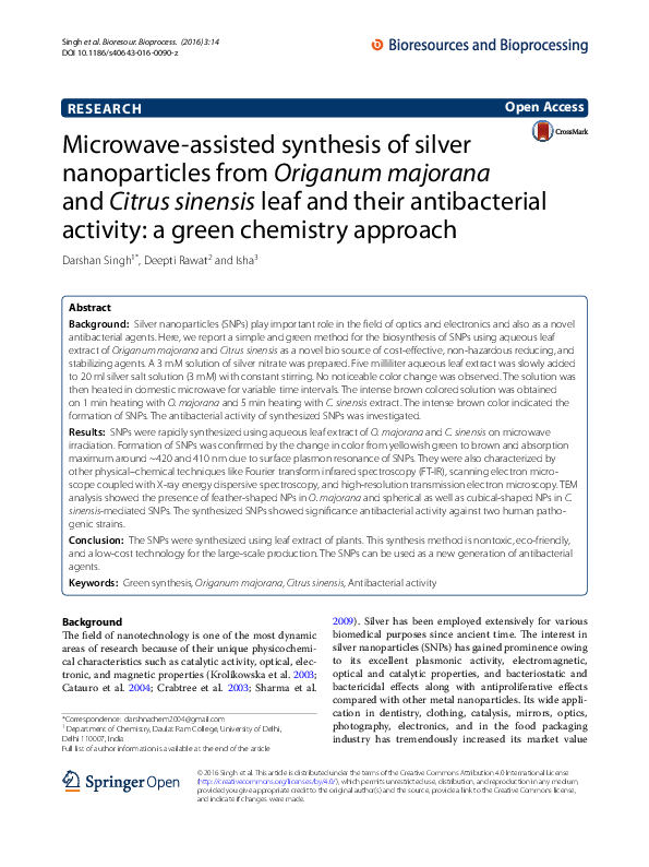 (PDF) Microwave-assisted synthesis of silver nanoparticles using ethanol as a reducing agent