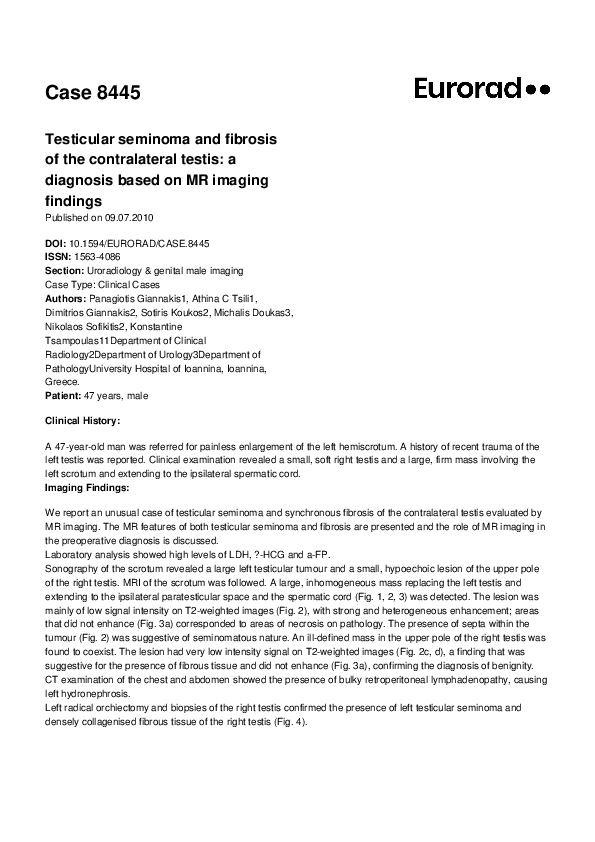 (PDF) Case 8445 Testicular seminoma and fibrosis of the contralateral ...