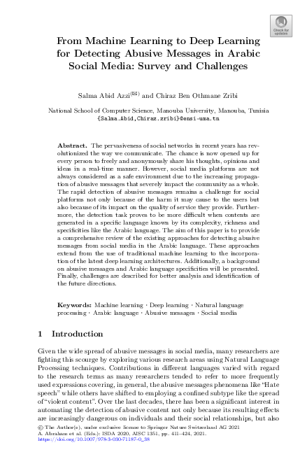 (PDF) From Machine Learning to Deep Learning for Detecting Abusive Messages in Arabic Social ...