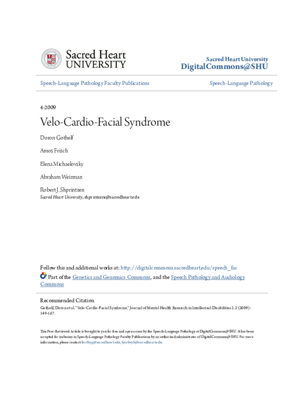 (PDF) Velo-cardio-facial syndrome