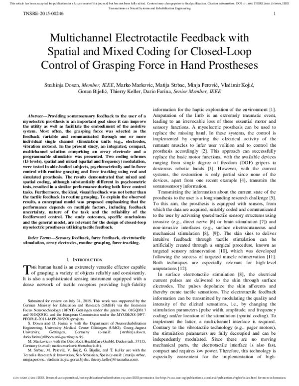(PDF) Multichannel Electrotactile Feedback with Spatial and Mixed ...