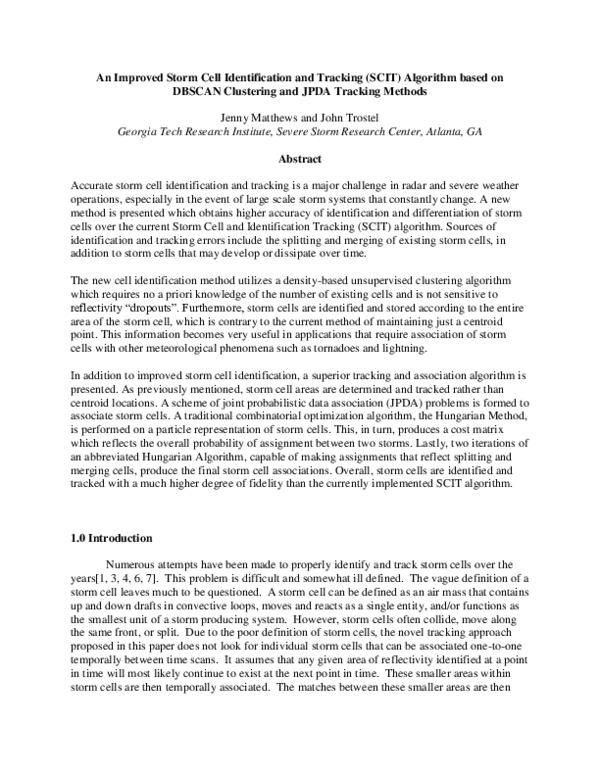 Pdf Evaluation Of An Improved Storm Cell Identification And Tracking Scit Algorithm Based On