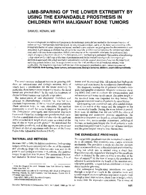 (PDF) Limb-sparing of the lower extremity by using the expandable ...