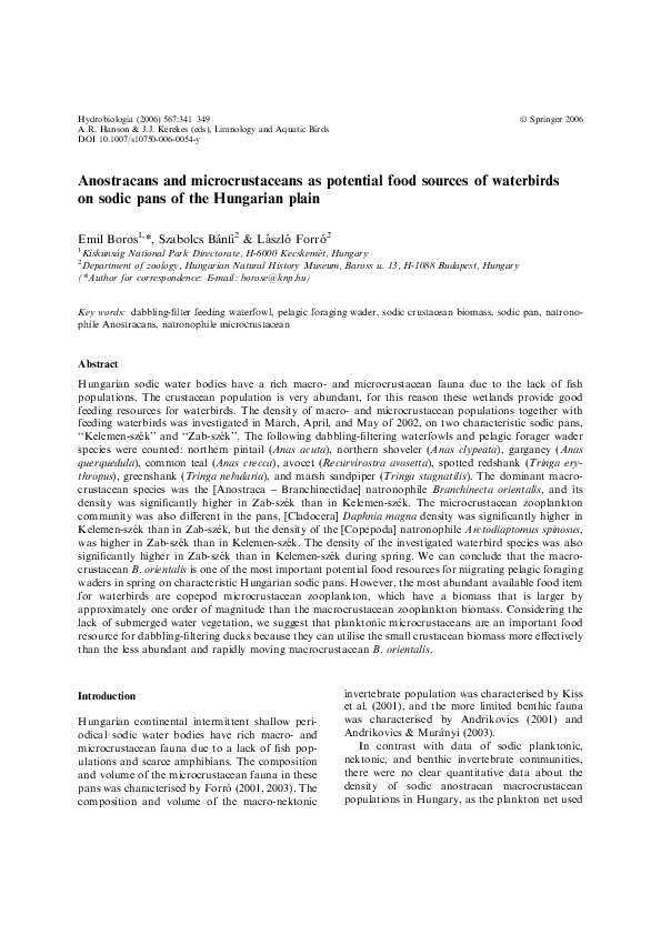 (PDF) Anostracans and microcrustaceans as potential food sources of ...