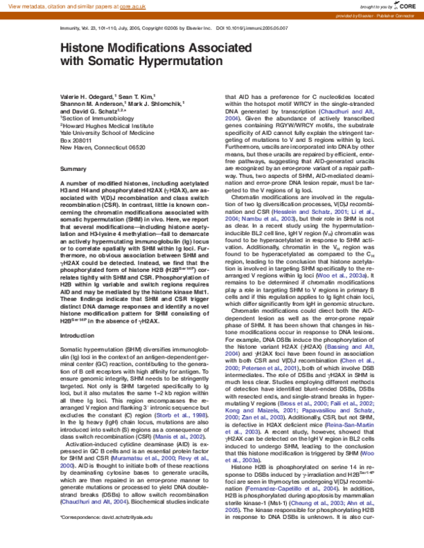 (PDF) Histone Modifications Associated with Somatic Hypermutation