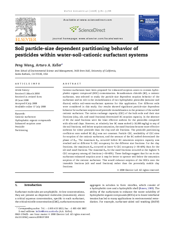(PDF) Soil particle-size dependent partitioning behavior of pesticides ...