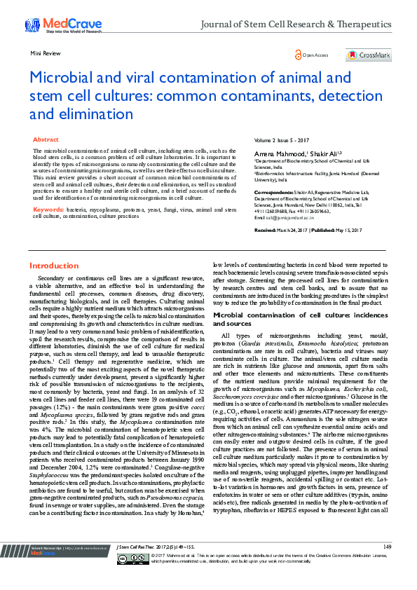 (PDF) Microbial and Viral Contamination of Animal and Stem Cell ...