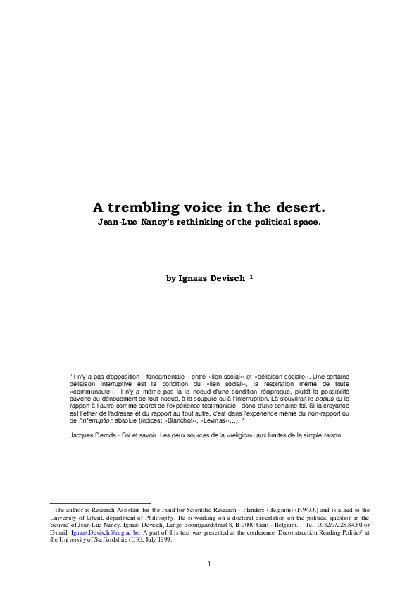 (PDF) A trembling voice in the desert