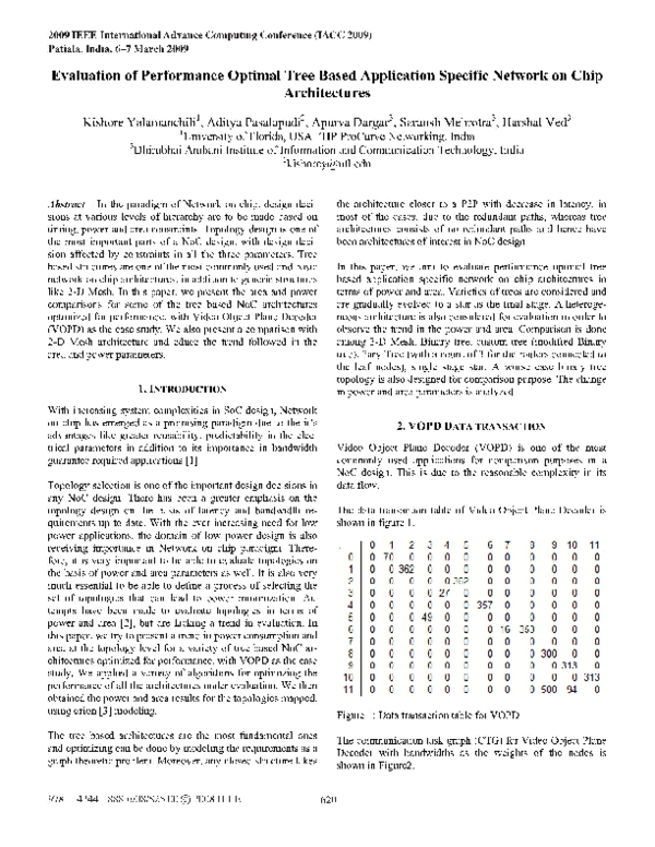 Pdf Evaluation Of Performance Optimal Tree Based Application Specific