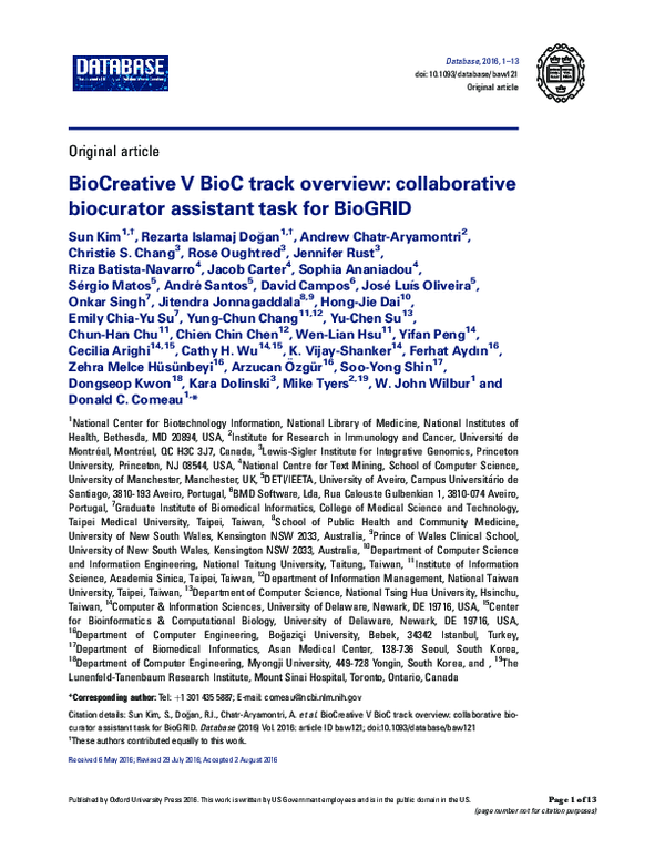 (PDF) BioCreative V BioC track overview: collaborative biocurator ...