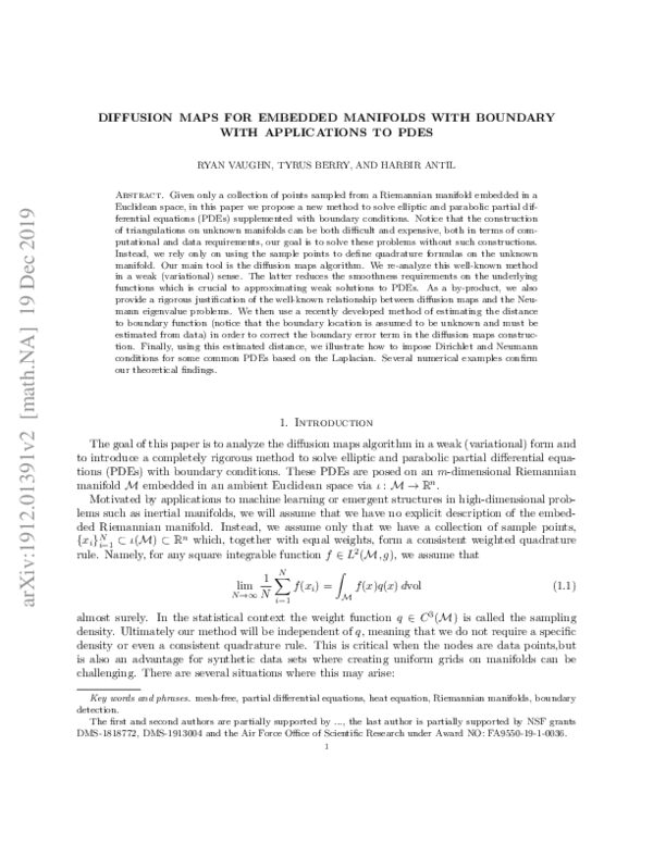 (PDF) Diffusion Maps for Embedded Manifolds with Boundary with ...