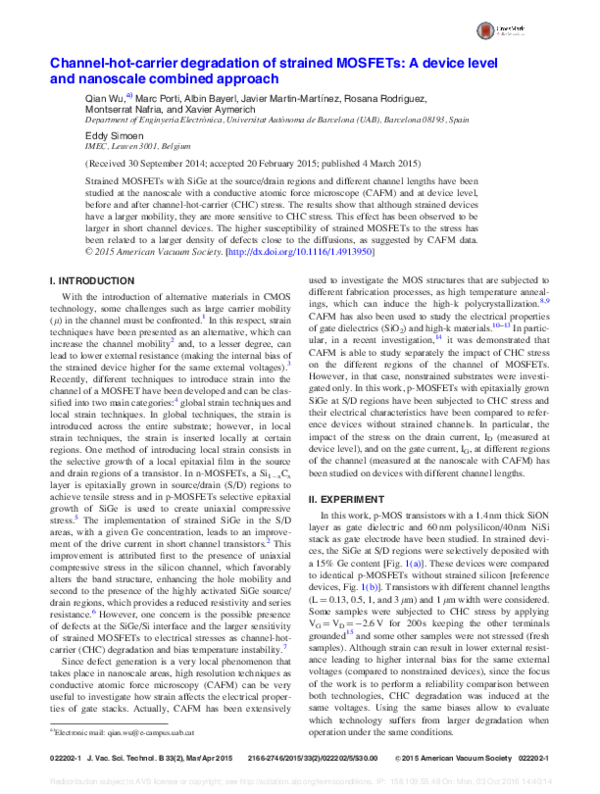 (PDF) Channel-hot-carrier degradation of strained MOSFETs: A device ...