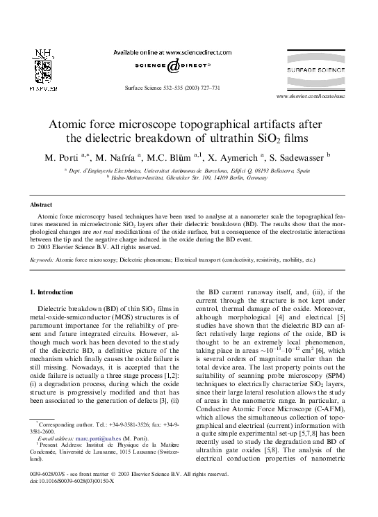 (PDF) Atomic force microscope topographical artifacts after the ...