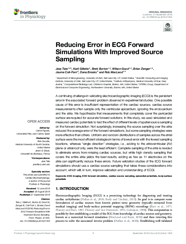 (PDF) Reducing Error in ECG Forward Simulations With Improved Source Sampling