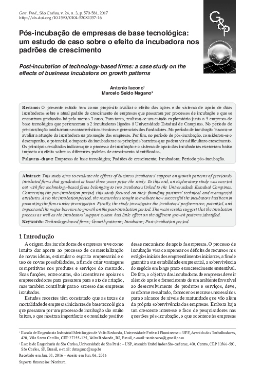 (PDF) Post-incubation of technology-based firms: a case study on the ...