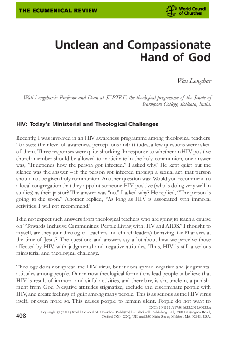 (PDF) Unclean and Compassionate Hand of God