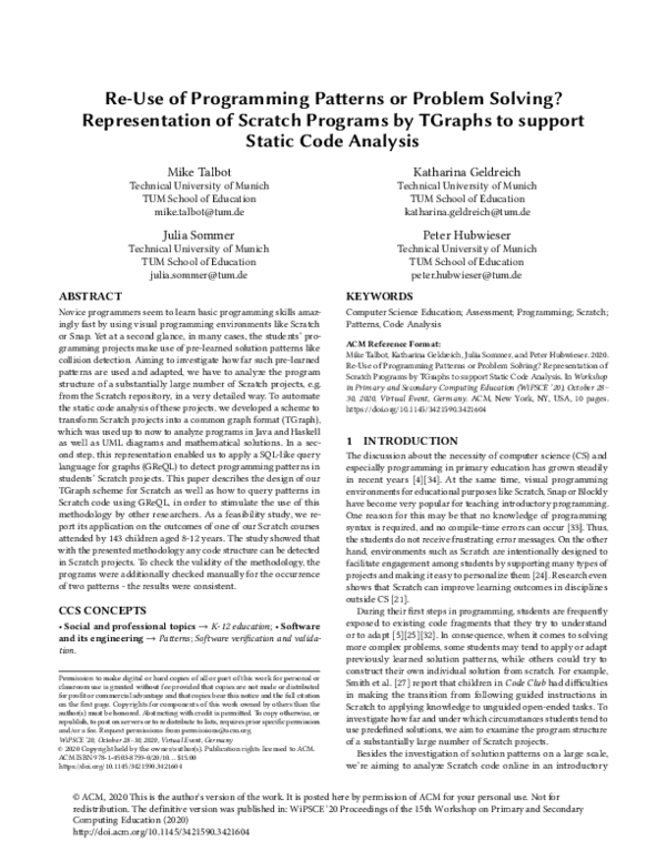 (PDF) Re-use of programming patterns or problem solving ...