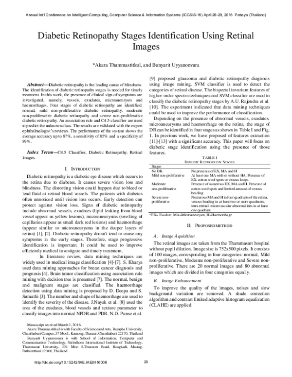 (PDF) Diabetic Retinopathy Stages Identification Using Retinal Images