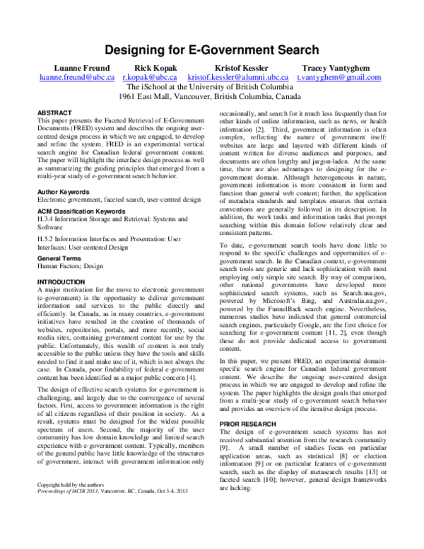 (PDF) Designing for E-Government Search