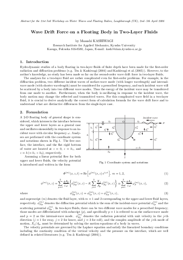 (PDF) Wave Drift Force on a Floating Body in Two-Layer Fluids by ...