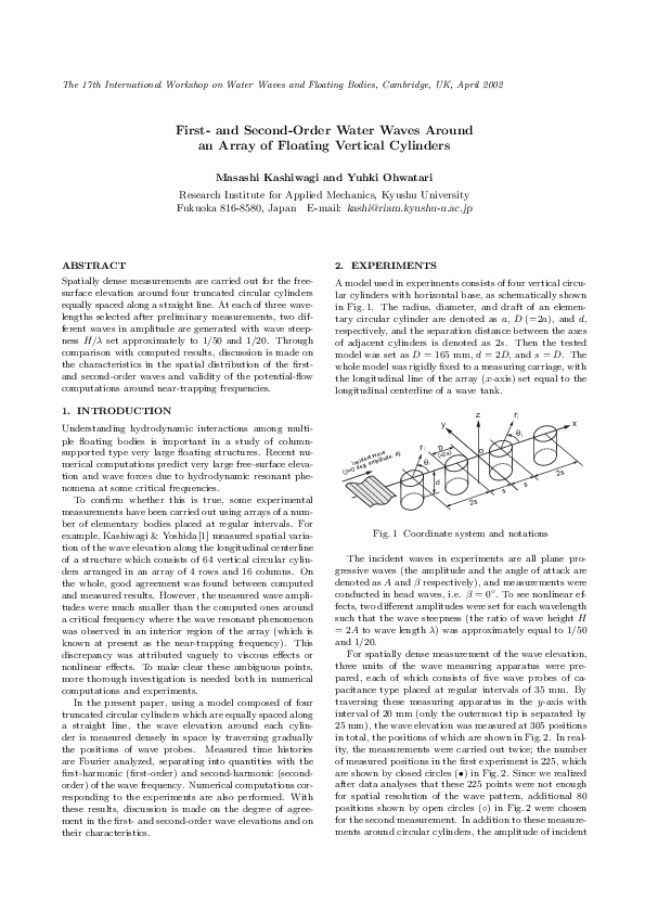 (PDF) First- and Second-Order Water Waves Around an Array of Floating Vertical Cylinders