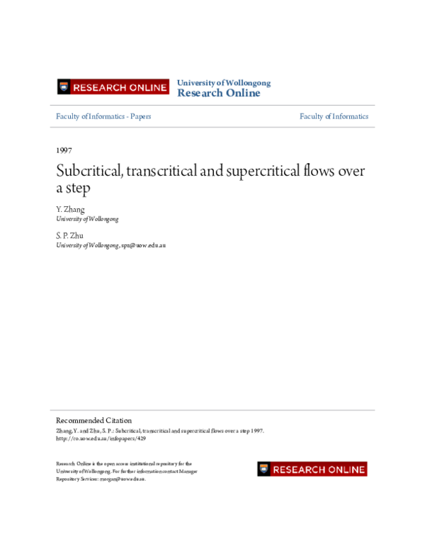 (PDF) Subcritical, transcritical and supercritical flows over a step