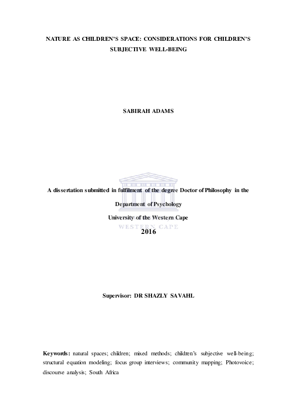 (PDF) Nature as children's space : considerations for children's ...