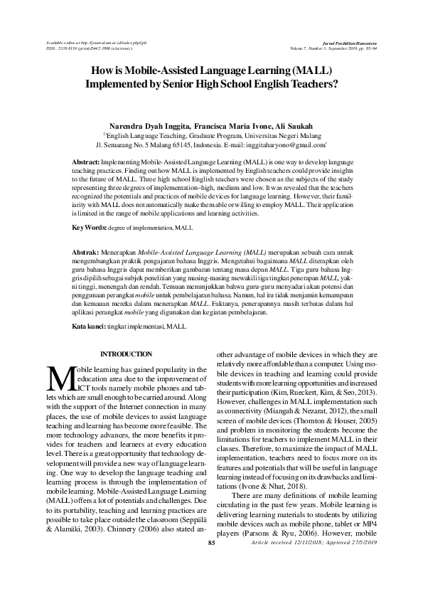 (PDF) How is Mobile-Assisted Language Learning (MALL) Implemented by ...