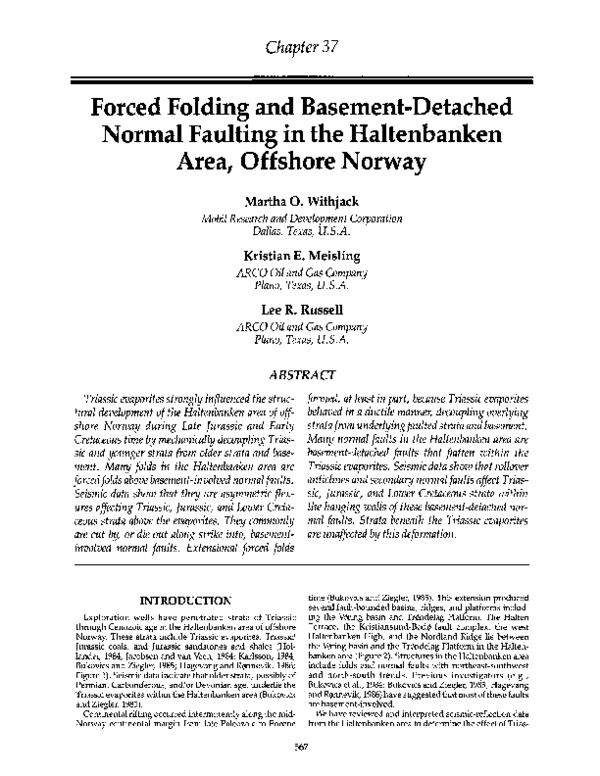 (PDF) Forced folding and basement-detached normal faulting in the Haltenbanken area, offshore Norway