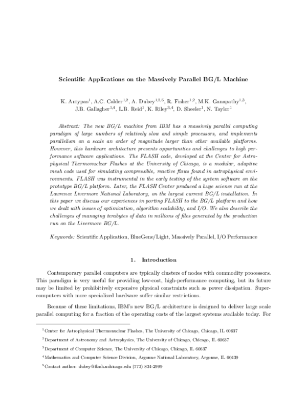 (PDF) Scientific applications on the massively parallel BG/L machines