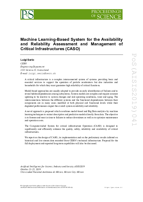 (PDF) Machine Learning-Based System for the Availability and ...