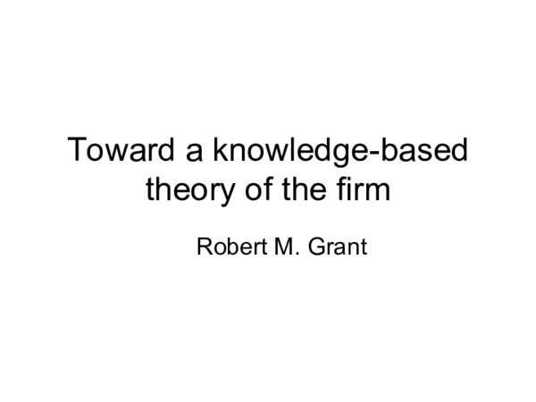 (PDF) Toward a Knowledge-Based Theory of the Firm