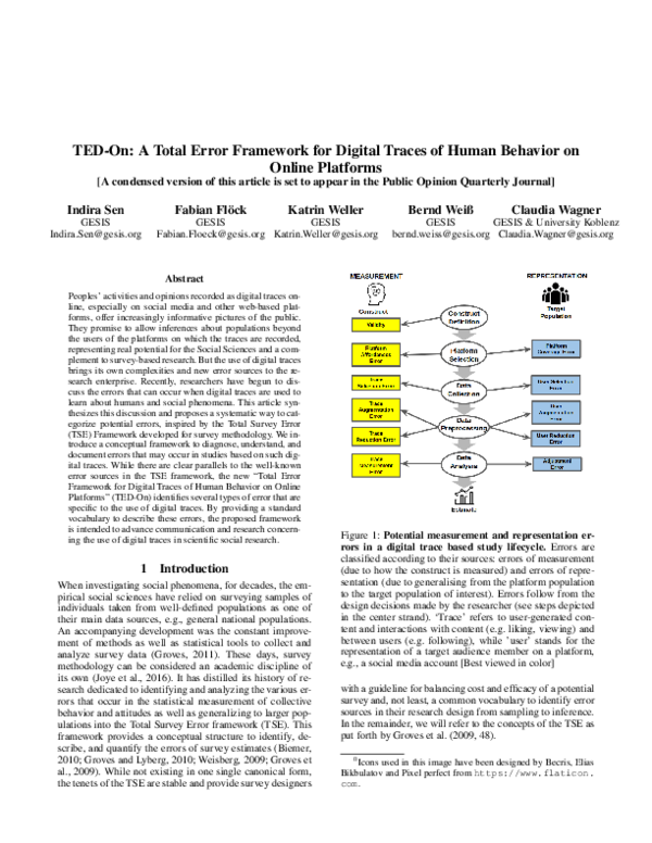 (PDF) Total Error Framework for Digital Traces