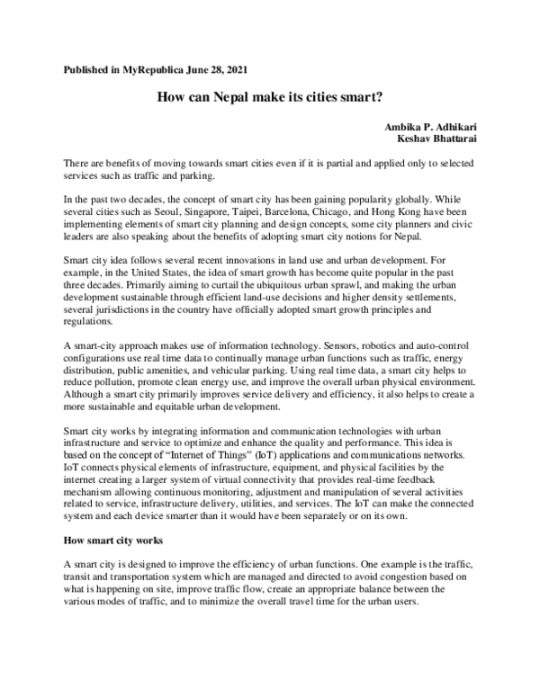 (PDF) How Nepal can make its cities smart?