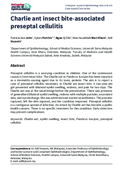 (PDF) Charlie ant insect bite-associated preseptal cellulitis