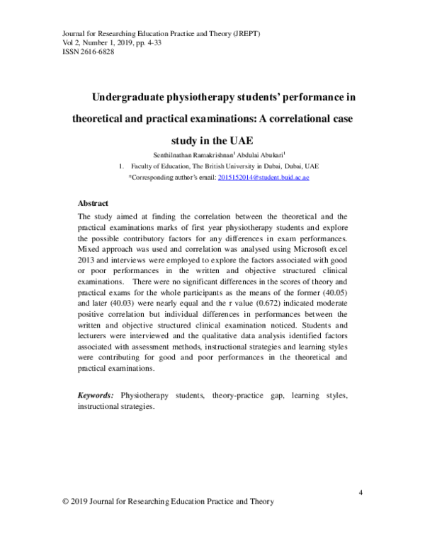(PDF) Undergraduate physiotherapy students’ performance in theoretical ...