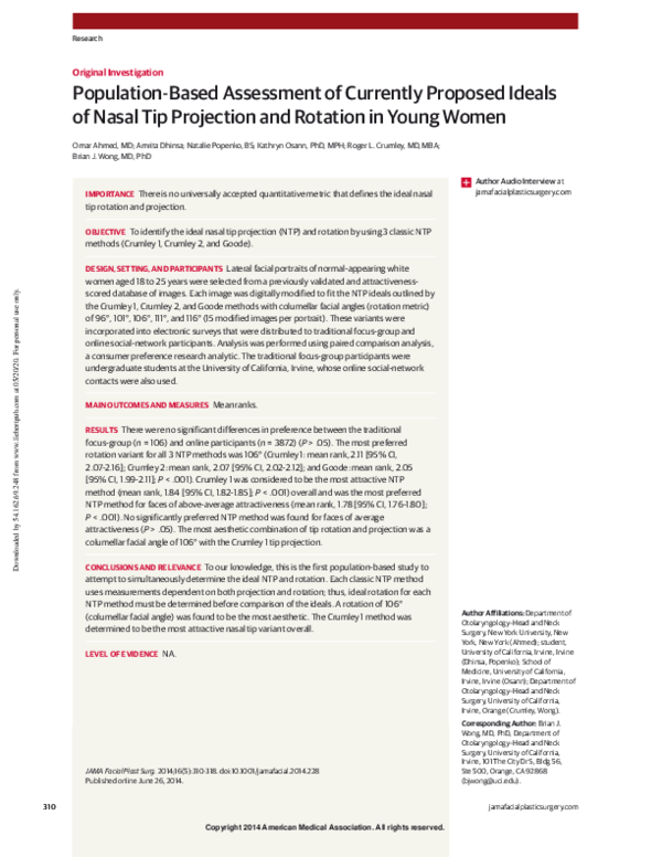 (PDF) Population-based assessment of currently proposed ideals of nasal ...