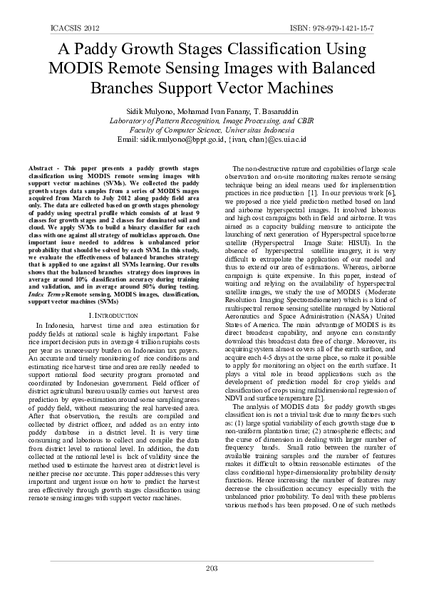 (PDF) A paddy growth stages classification using MODIS remote sensing images with balanced ...